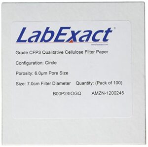 labexact 1200061 grade cfp3 qualitative cellulose filter paper, 6.0µm, 7.0cm (pack of 100)