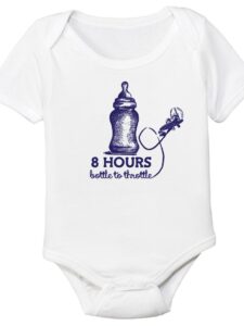 8 hours bottle to throttle, aviation themed baby onesie (6 month)