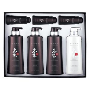 daeng gi meo ri- ki gold premium special hair care 4pcs set [shampoo x3, treatment x 1], effectively moisture to dry and rough hair, no artificial color