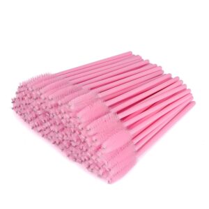 g2plus 300pcs eyelash brush, disposable eyelash mascara brushes wands applicator tools makeup brush kits, eyelash spoolies eyelashes brush for eyelash extensions and eyebrow brush (pink)