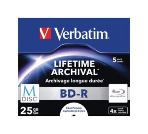 verbatim 43823 25gb 4x m-disc bd-r - 5 pack jewel case