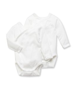 petit bateau pack of 2 unisex newborn baby plain long-sleeve bodysuits style 15081-54218 sizes nb-36 months (size 3 month style 15081) white