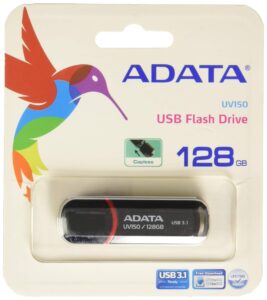 adata uv150 128gb usb 3.0 snap-on cap flash drive, black (auv150-128g-rbk)