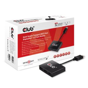 club3d displayport 1.2 to 3 displayport multi-display mst hub (csv-5300a)