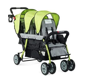 foundations the trio sport sport triple tandem stroller, lime