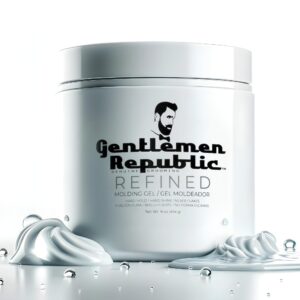 gentlemen republic 16oz refined hair gel for men - premium men's hair styling product, 24 hour high hold & shine. no beeswax, alcohol, or parabens, humidity resistant