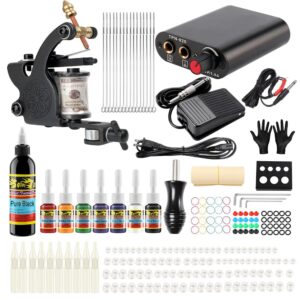 solong tattoo complete starter tattoo kit 1 pro machine guns 14 inks power supply foot pedal needles grips tips tk110