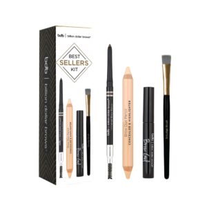 billion dollar brows best sellers kit, includes universal brow pencil, brow duo pencil, brow gel and smudge brush for perfectly defined brows