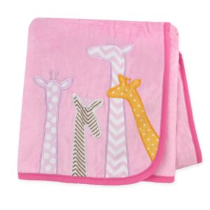 carter's plush valboa with microplush blanket, giraffes/pink/orange/white