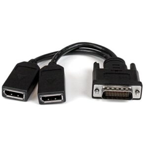 startech.com dms-59 to displayport - 8in - dms 59 to 2x dp - y cable - dms-59 adapter - displayport splitter cable - lfh cable (dmsdpdp1),black