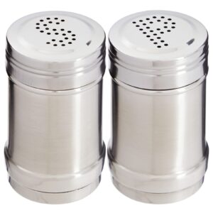 juvale 2 ounce stainless steel metal salt and pepper shakers for kitchen counter, dinner table, condiments, and cooking, refillable, perforated "s" and "p" caps (3.5 in)