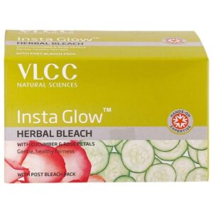 vlcc insta glow herbal bleach with cucumber & rose petal for fairness 54 gm