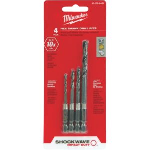 milwaukee electric tool 48-89-4444 milwaukee shockwave™ impact hex drill bit set 4 piece (1/8 in., 5/32 in., 3/16 in., 1/4 in.) - 288291,