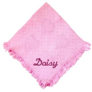 custom embroidered monogrammed pink girl cotton woven personalized baby blanket