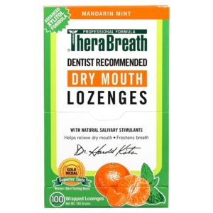 therabreath dentist recommended dry mouth lozenges, sugar free, mandarin mint flavor (400-count)