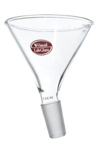 wilmad-labglass lg-8307-102 60° angled offset powder funnel, standard taper 24/40, 100mm top diameter