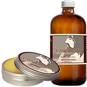 caveman virgin patchouli combo beard oil and beard/mustache balm, leave in conditioner, 1oz oil and balm - patchouli