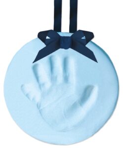 tiny ideas baby handprint or footprint diy keepsake ornament kit, baby boy nursery décor, newborn gift for expecting parents, blue