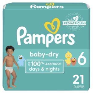 pampers diapers - baby dry - size 6, 21 count, absorbent disposable infant diaper