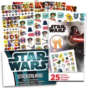 star wars stickers & tattoos party favor pack (275 stickers & 25 temporary tattoos)