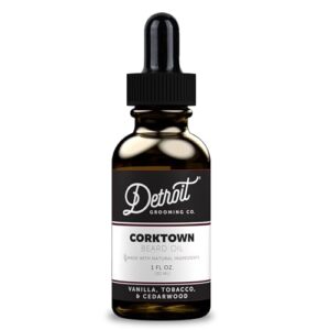 detroit grooming co. beard oil – all-natural, hydrating formula with natural oils, vitamin e – black beard oil (cedarwood & amber) – 1 oz (corktown)