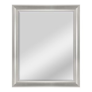 mcs large wall mirror, modern rectangle mirror home decor for living room, bedroom, or bathroom, 26.5 by 32.5 inch, brushed silver