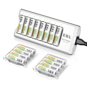 ebl aa rechargeable batteries,16-pack double a battery (procyco 2800mah) with aa aaa battery charger