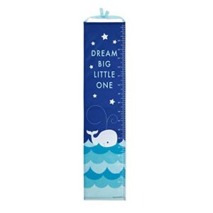 whale on ocean blue children's canvas growth chart with stickers