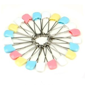 uzzo 50 pack colorful safety pins baby child infant kids plastic head cloth diaper pins safety safe hold clip locking cloth stainless steel traditional safety pin,color random send