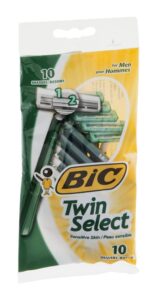 bic twin select, sensitive skin, disposable shaver for men, pack of 12 (10 razors per pack)