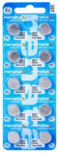 renata 357 sr44w batteries - 1.55v silver oxide 357 watch battery (10 count)