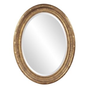 howard elliott nero oval wall hanging mirror for wall, rick country gold decorative oval mirror for wall vanity mirror perfect for living room, bedroom & home decor, 26 x 34 inch