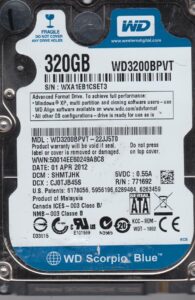 wd3200bpvt-22jj5t0, dcm shmtjhk, western digital 320gb sata 2.5 hard drive