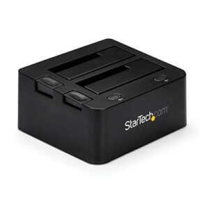 startech.com dual-bay usb 3.0 to sata and ide hard drive docking station, usb hard drive dock, external 2.5/3.5" sata iii/ide, ssd/hdd docking station, hot-swap drive bays, top-loading (unidocku33)