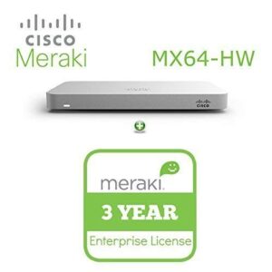 cisco designed meraki mx64 3 year advanced security license & appliance bundle