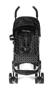 kinderwagon skip baby stroller, lightweight stroller, compact stroller, infant car seat compatible, includes rain cover and removable cup holder (black)