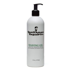 gentlemen republic 16oz shaving gel - 100% alcohol-free, lather and dye-free formula with maximum glide for comfort, made in the usa