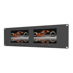 lilliput rm-7024 dual 7" 3ru rack monitors 800x480 with dual 7” screens and dual dual vga, video & dvi in/outputs official seller :viviteq