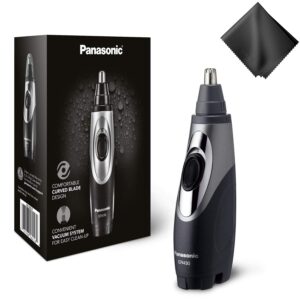 panasonic men's wet/dry nose & ear hair trimmer with vacuum cleaning system, black