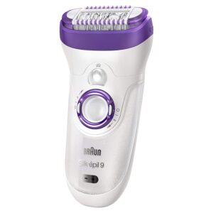 braun epilator silk-epil 9 9-579, facial hair removal for women, facial cleansing brush, womens shaver, wet & dry, cordless and 7 extras