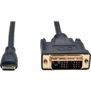 tripp lite mini hdmi to dvi cable, digital monitor adapter cable (mini hdmi to dvi-d m/m) 6-ft. 6' (p566-006-mini), black