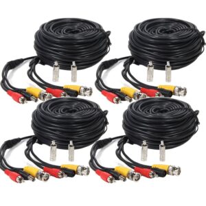 henxlco 4 pack 100ft security surveillance camera audio video power extension cable pre-made all-in-one cctv wire