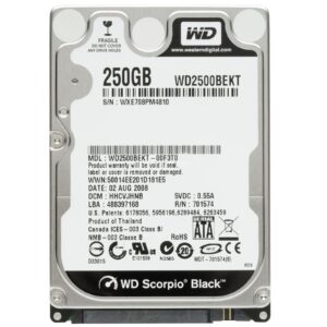 western digital (wd) black 250 gb (250gb) mobile hard drive: 2.5 inch, 7200 rpm, sata ii, 16 mb cache