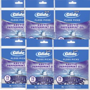 oral-b glide 3d white floss picks radiant mint, 75ct (pack of 6)