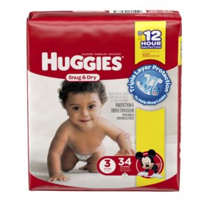 huggies snug & dry baby diapers, size 3, 34 ct