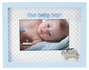 malden international designs baby memories our baby boy shadowbox silkscreened glass matted picture frame, 4x6, blue