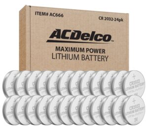 acdelco 24-count cr2032 batteries, lithium 3v coin cell button battery pack for watch and small electronics, 5 year shelf life