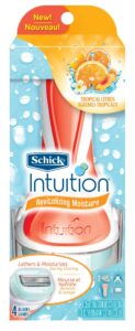 schick intuition revitalizing moisture razor for women with 2 moisturizing razor blade refills and tropical citrus extracts