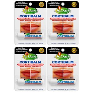 dr. dan's cortibalm- 4 pack - for dry cracked lips - healing lip balm for severely chapped lips - designed for men, women and children