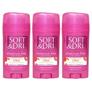 soft & dri sparkling citrus deodorant 2.3 ounce aluminum-free (65ml) (3 pack)